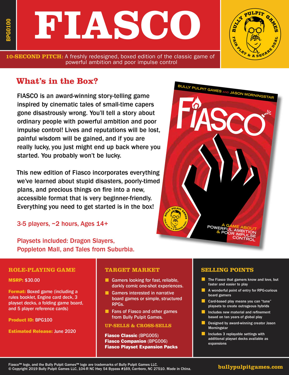 Fiasco RPG: Boxed Set (Revised) – Detective Hawk Games
